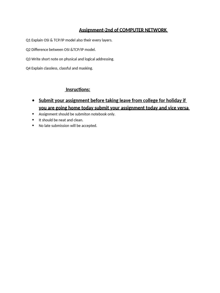 Computer Network Assignment 2nd | PDF