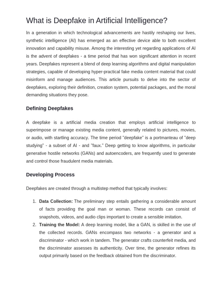 Understanding Deepfakes in AI Technology | PDF | Artificial ...
