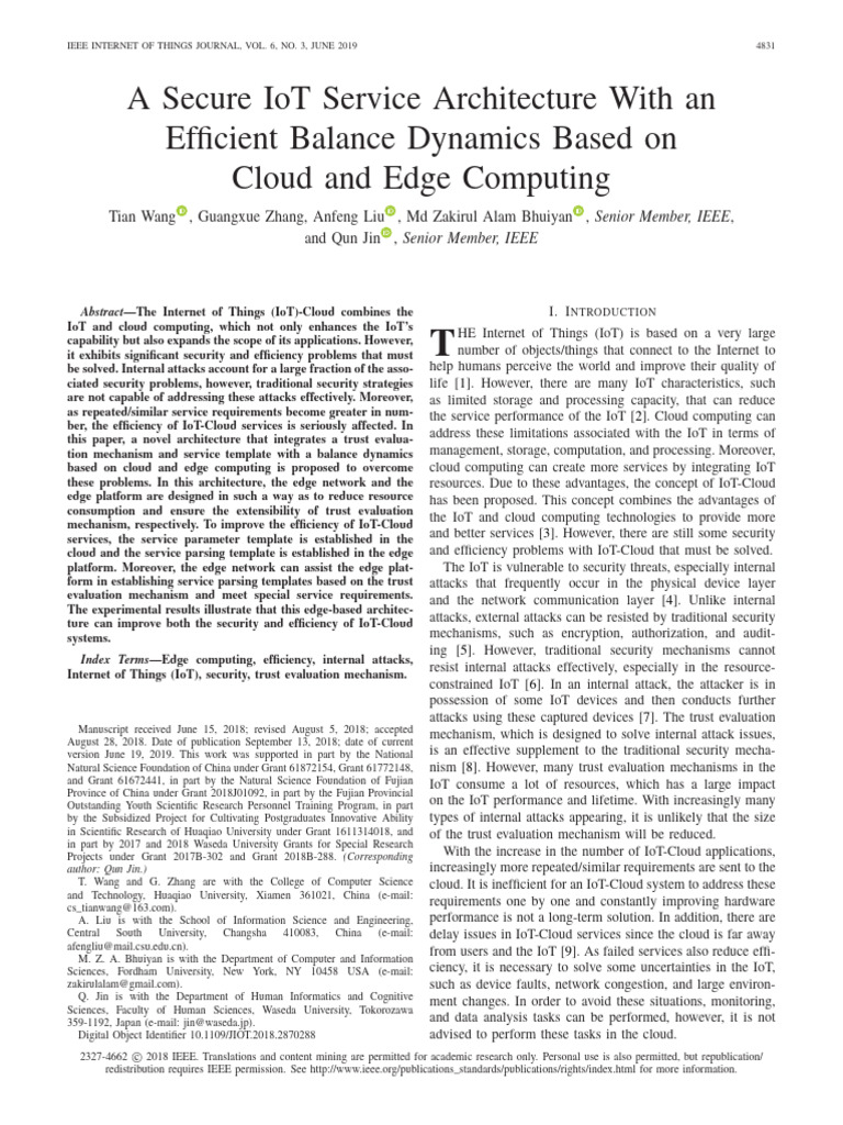 A Secure IoT Service Architecture With A | PDF | Internet Of Things | Computer Network