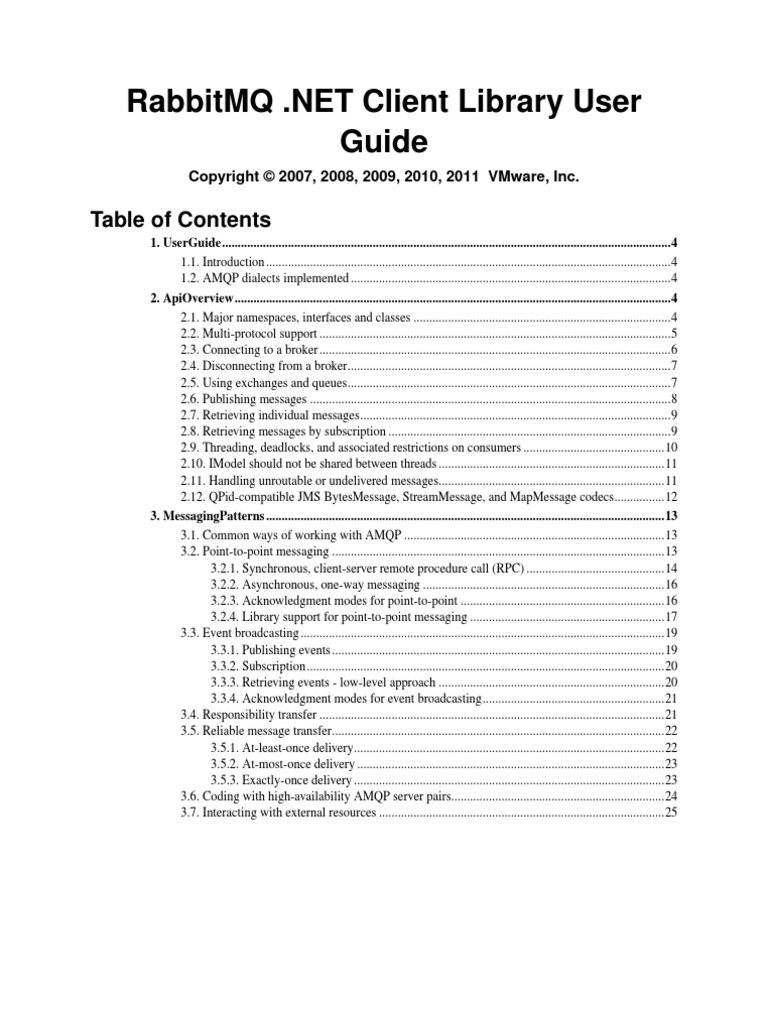 Rabbitmq Dotnet Client 2.7.1 User Guide | PDF | Application Programming ...