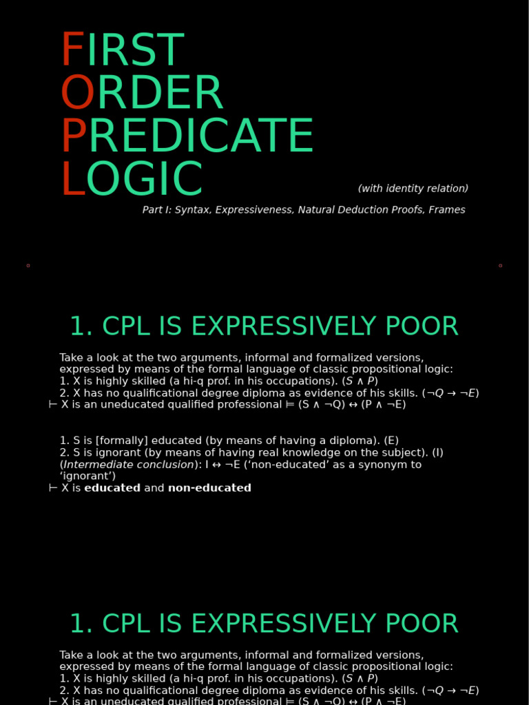 Lecture 4 First Order Predicate Logic Implementations Of Fopl 3501