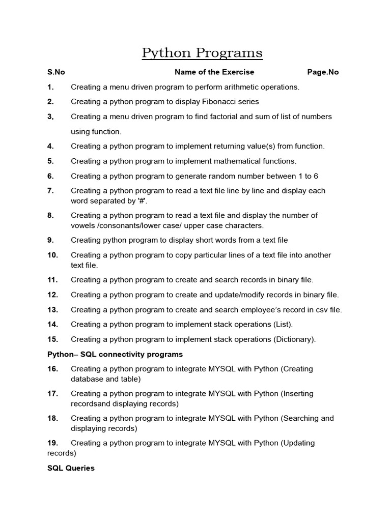 TABLE OF CONTENTS | PDF | Sql | Python (Programming Language)