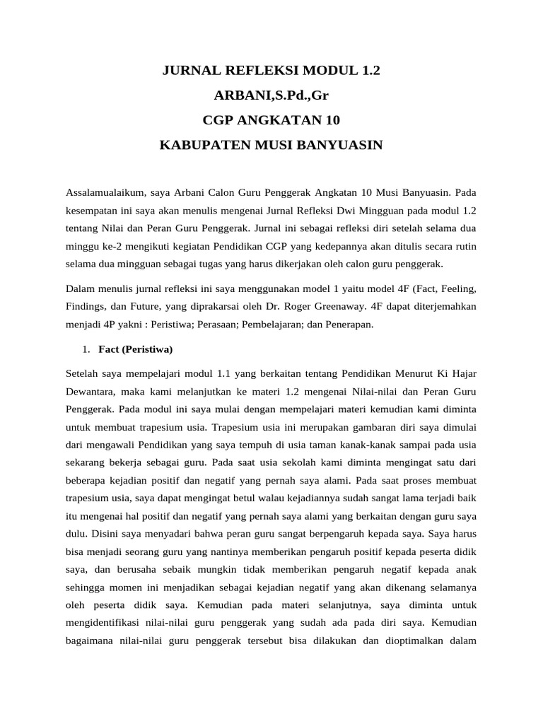JURNAL REFLEKSI 1.2 | PDF