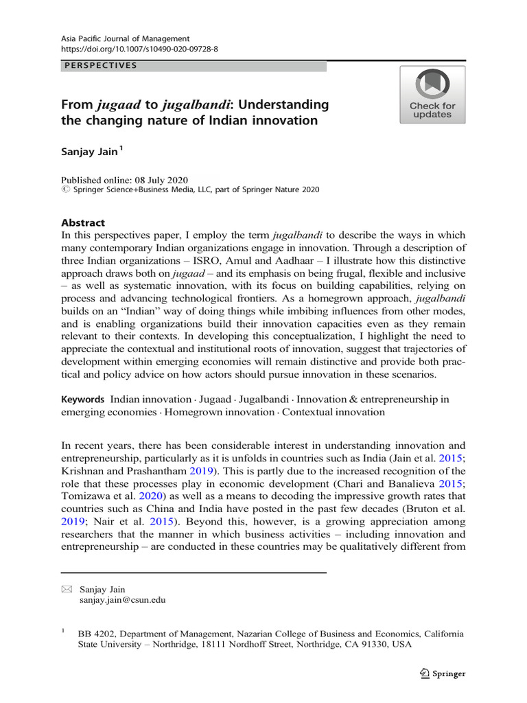 From Jugaad To Jugalbandi Understanding | PDF | Biometrics | Innovation