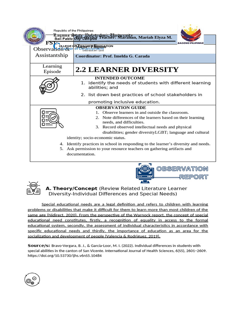 FS 1 Episode 2.2 Learner Diversity | PDF