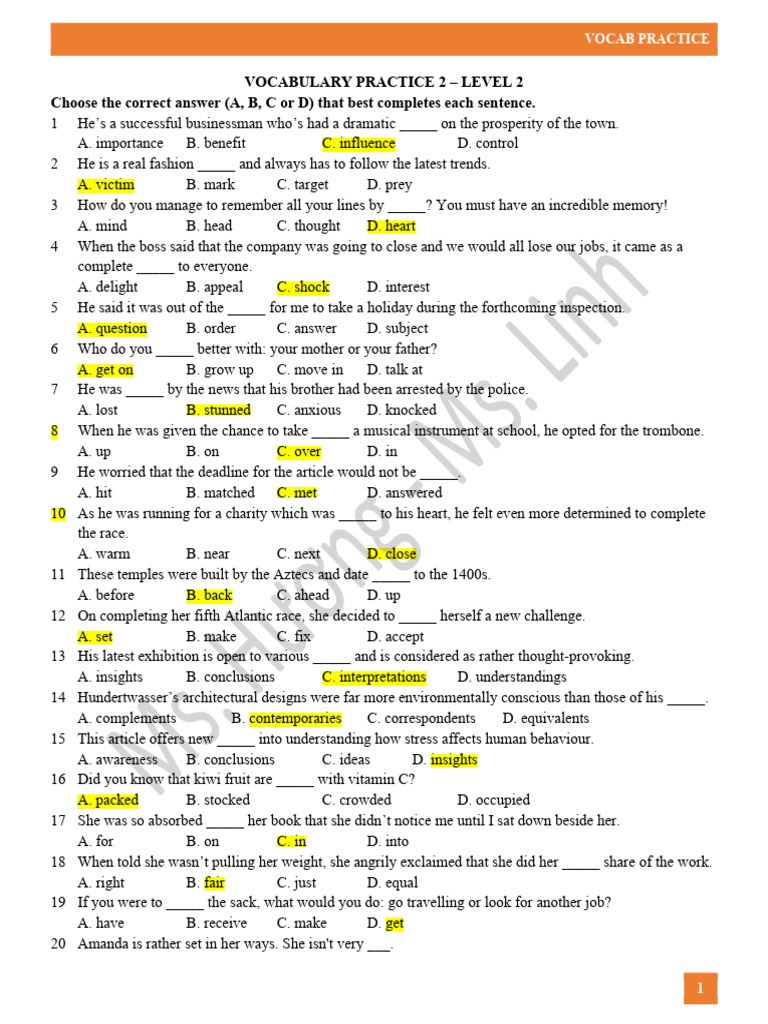 Vocab 2 - Level 2 | PDF