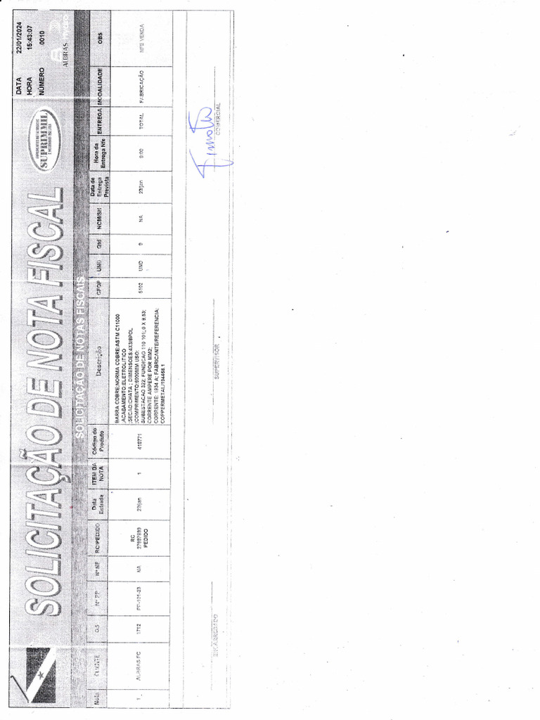 SOL. NFE HYDRO 22 01 24 - NFE VENDA | PDF