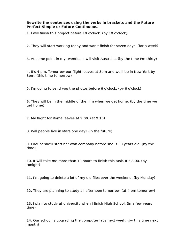 Future Perfect and Future Continuous | PDF | Syntax | Linguistic Morphology