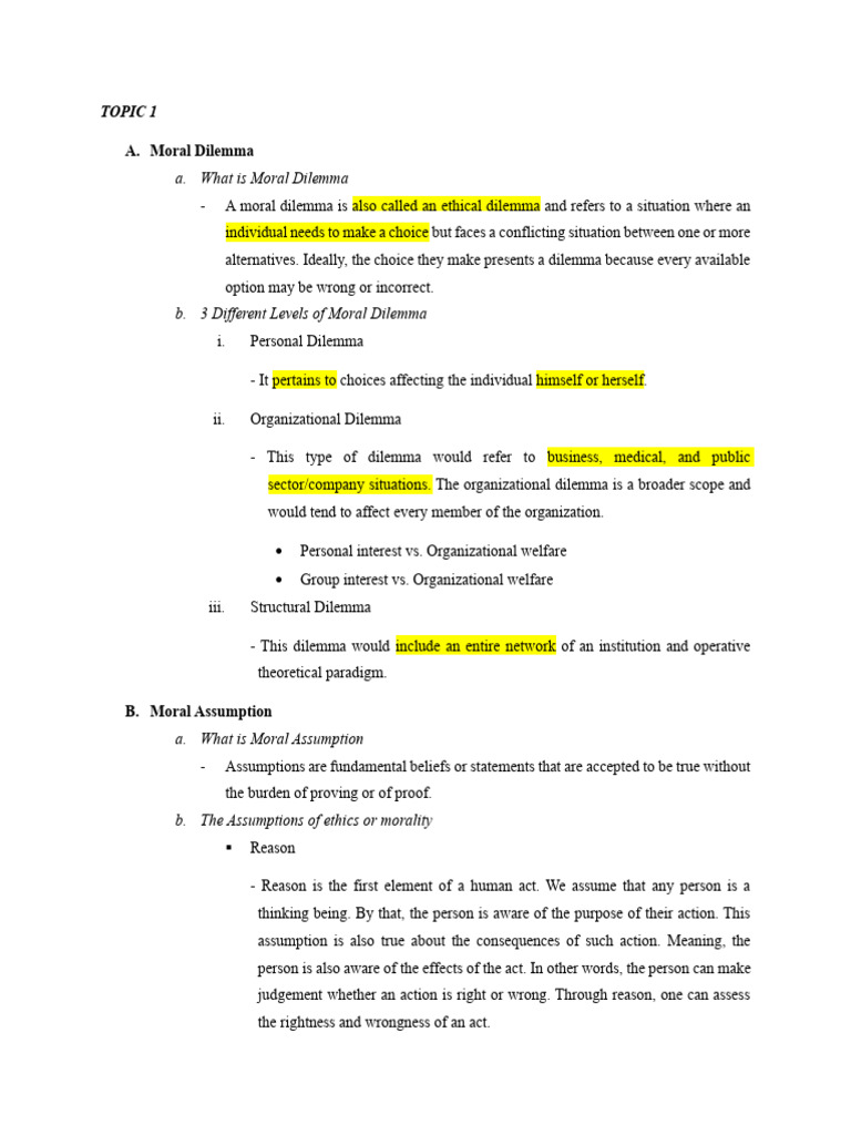 TOPIC-1-SUMMARY | PDF | Morality | Reason