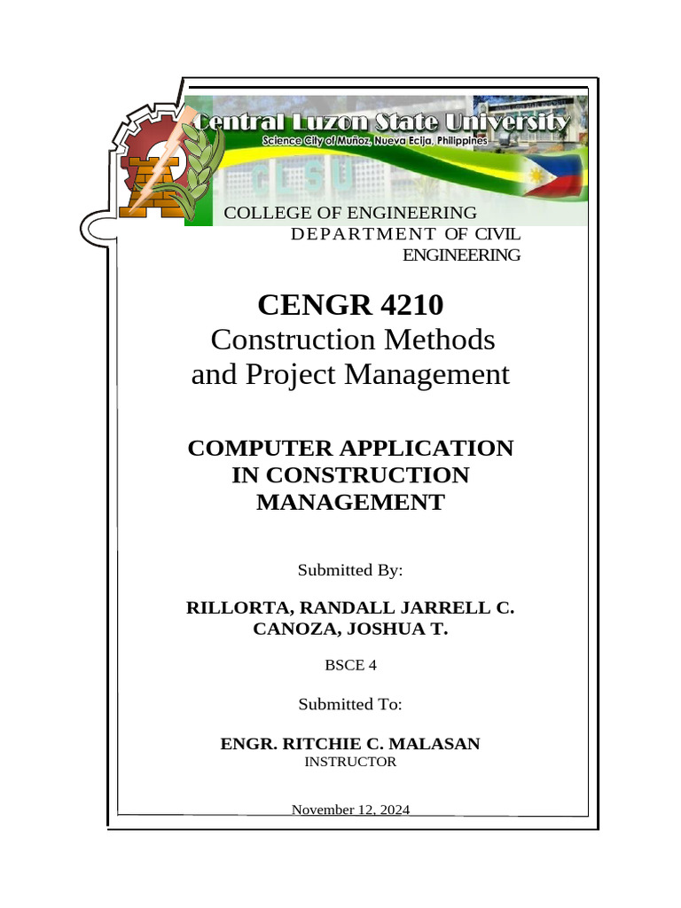 Computer Applications in Construction Management | PDF | Project ...