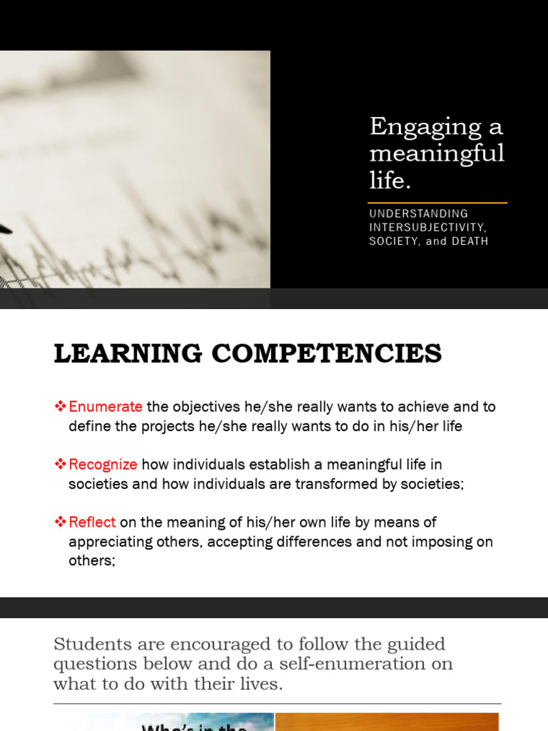 Week 10 12 Engaging A Meaningful Life | PDF | Existentialism | Meaning ...