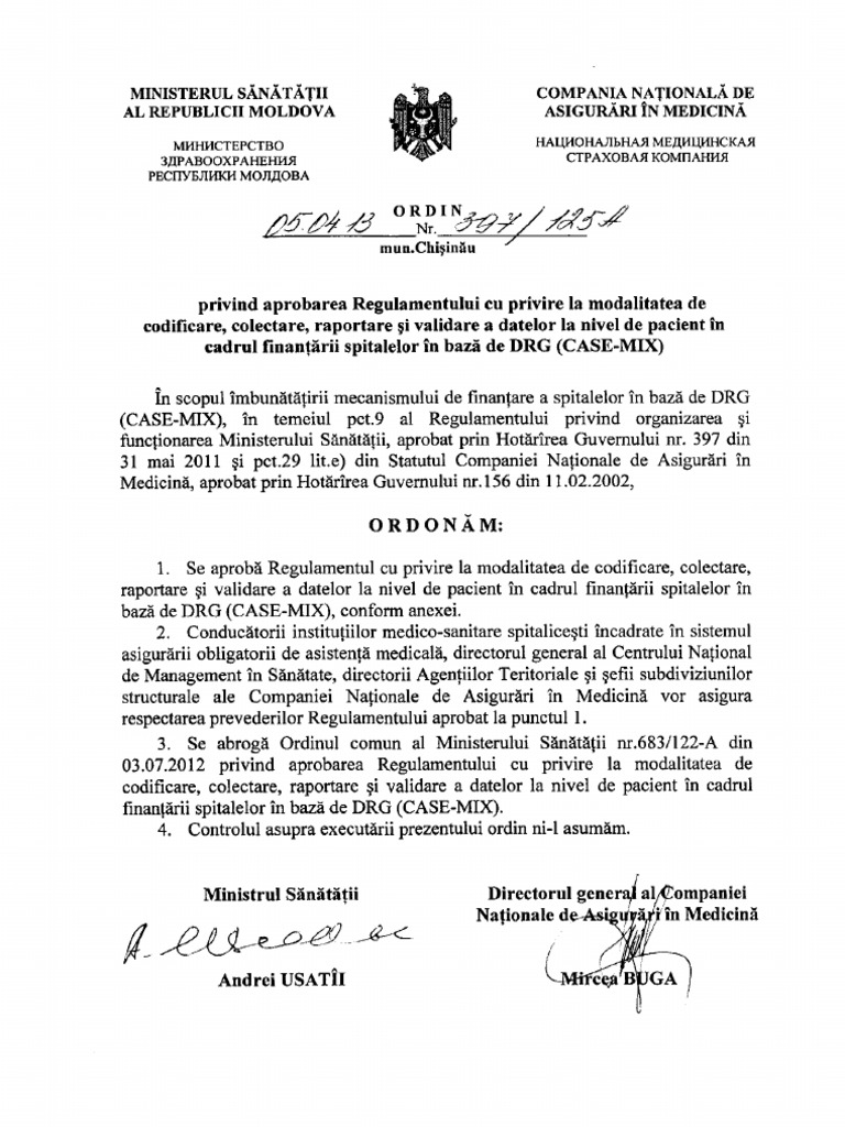 CODIFICAREA Regulamentul Cu Privire - La - Modalitatea - de - Codificare - Colectare - DRG | PDF