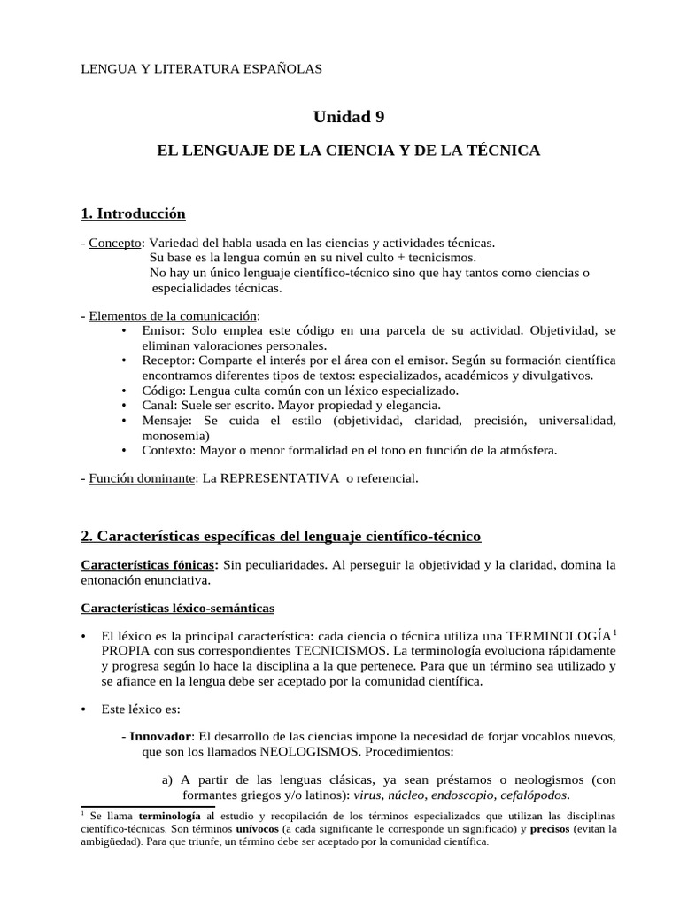 Lenguaje Cientifico-Tecnico | PDF | Oración (Lingüística) | Lingüística