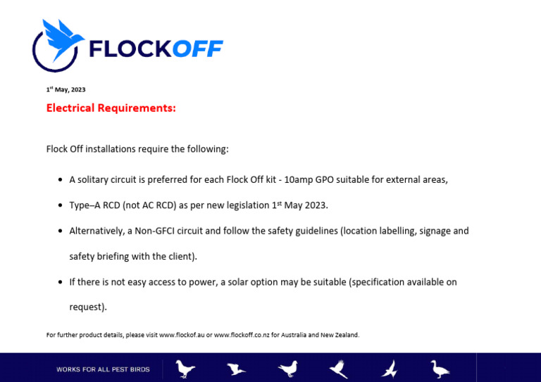 Flock Off Electrical Requirements - May 2023 | PDF