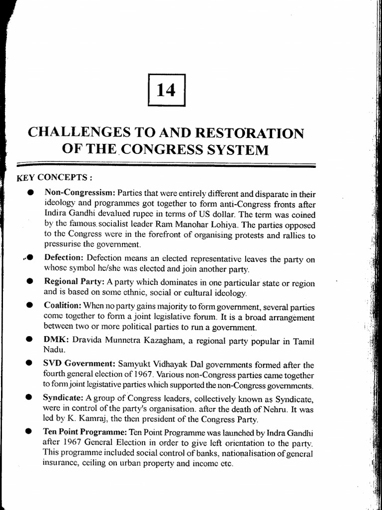 Challenges and Restoration of Congress | PDF