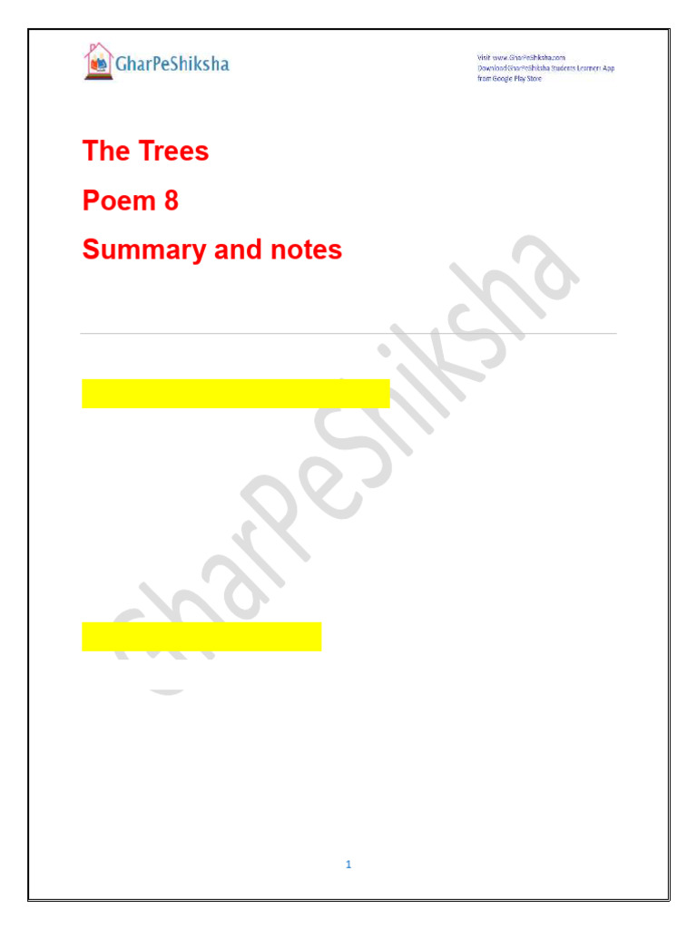 The Trees: A Poetic Analysis | PDF | Trees | Natural Disasters