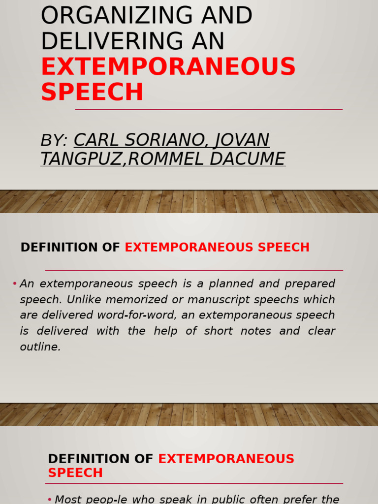 Organizing and Delivering An Extemporaneous Speech | PDF | Question