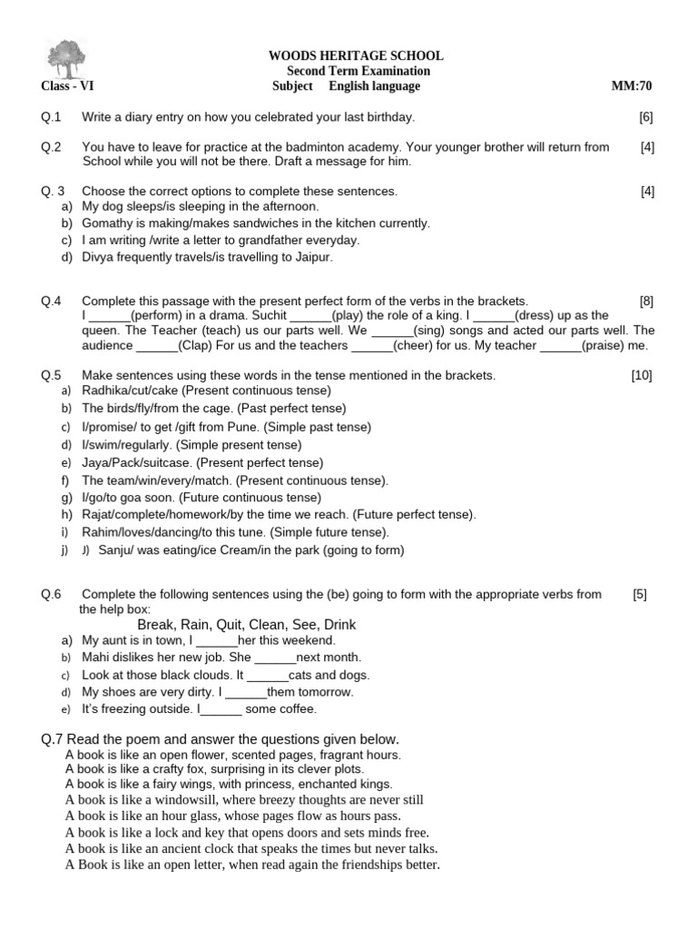 Class 6 English Language 2nd Term New | PDF | Grammatical Tense | Language Mechanics