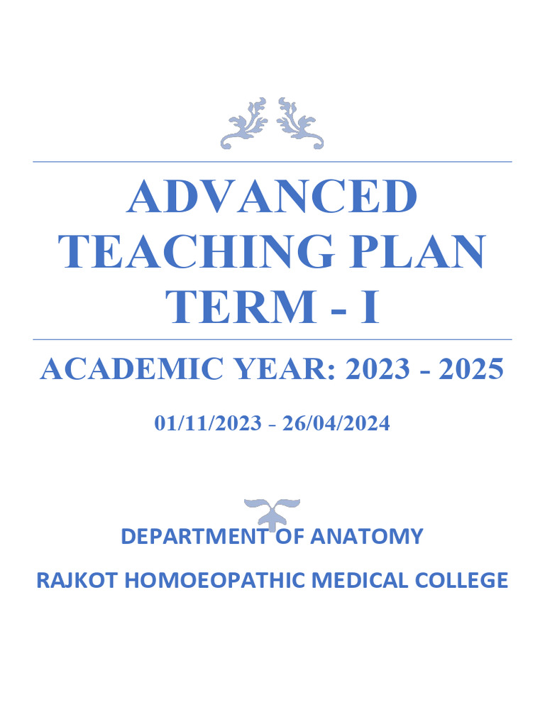 Advanced Teaching Plan Term 1 | PDF | Arm | Musculoskeletal System