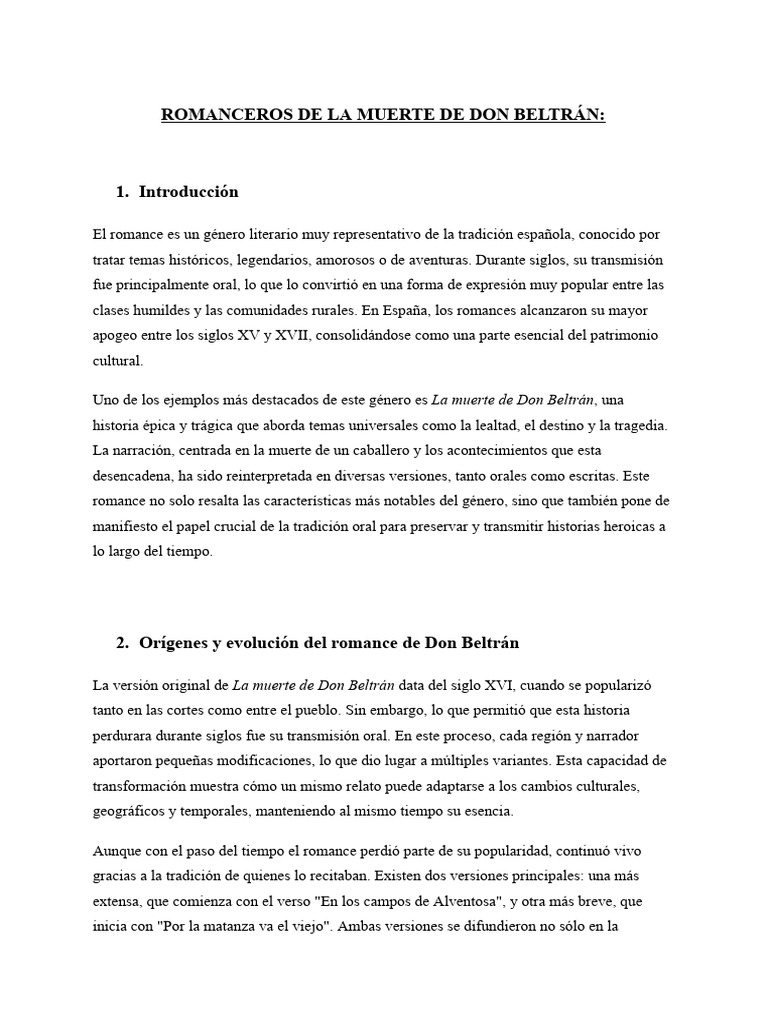 Romance de Don Beltrán: Historia y Variantes | PDF | Tradiciones