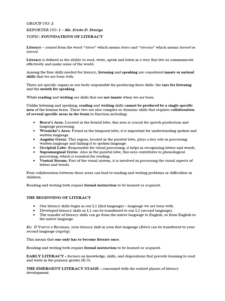 Foundations of Literacy Handout | PDF | Phonics | Word