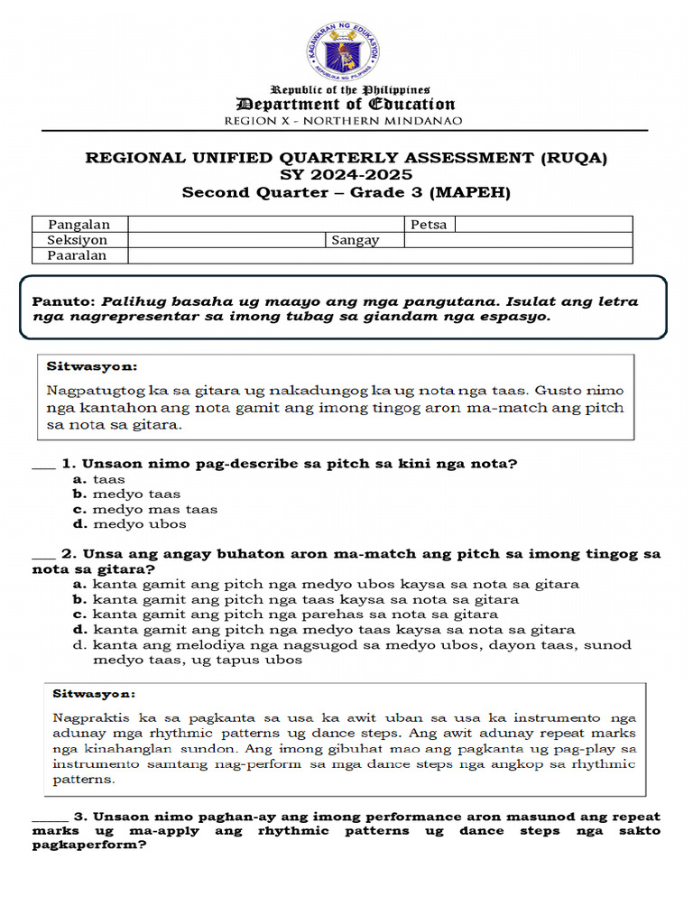 Grade 3 Mapeh q2 Final | PDF