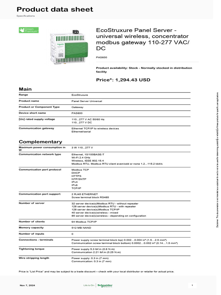 Schneider Electric - EcoStruxure-Panel-Server - PAS600 | PDF | Internet ...