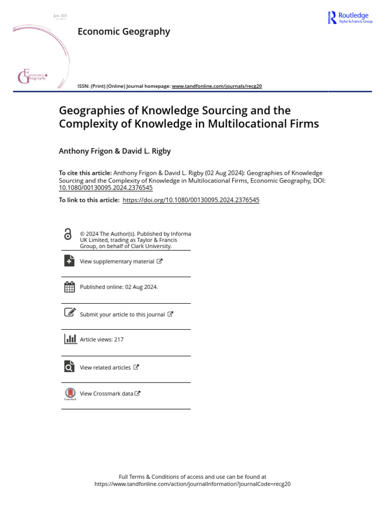 Geographies of Knowledge Sourcing and The Complexity of Knowledge in ...