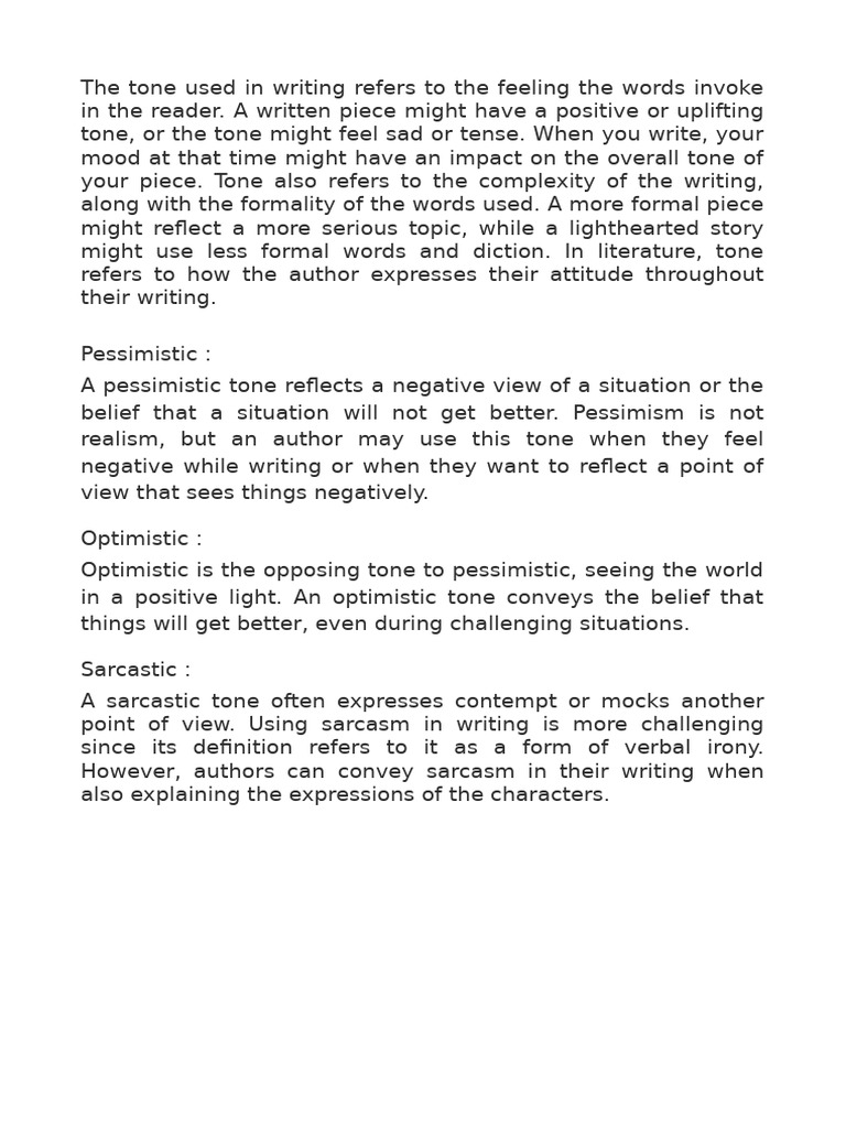 Tone of A Writing Work | PDF