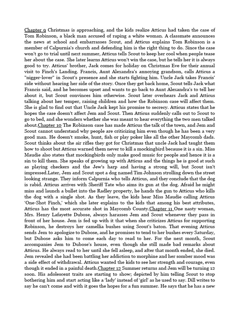 Chapter 9 Summary: To Kill a Mockingbird | PDF | To Kill A Mockingbird