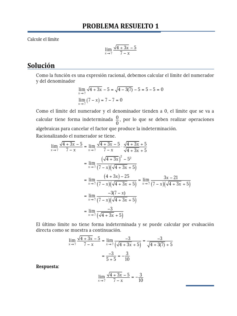 1 Limite Con Radical en El Numerador | PDF | Matemáticas | Álgebra