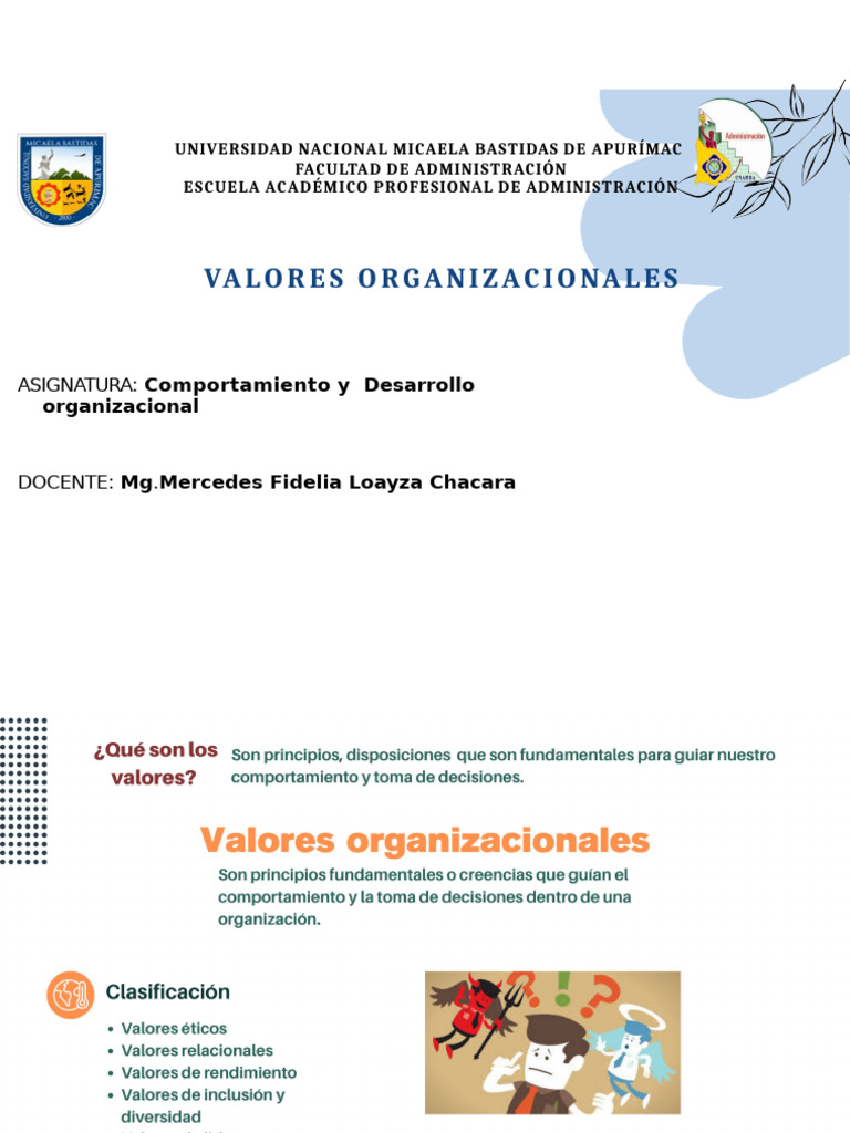 SEPARATA N° 06 VALORES ORGANIZACIONALES | PDF