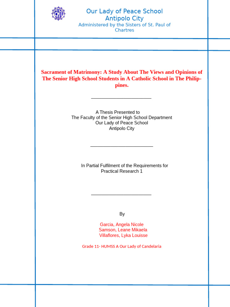 Final Proposal Chapter 1 3 - Template 1 1 | PDF | Marriage | Catholic Church
