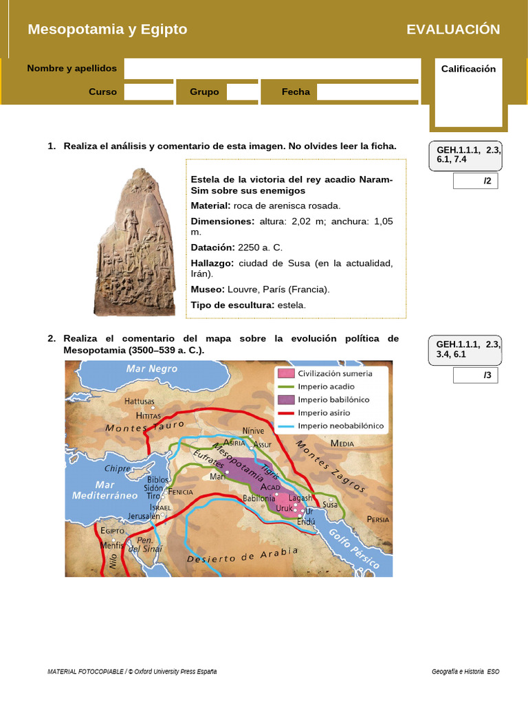 meso_egip_eval_sol_evaluacion_competencias | PDF | Babilonia | Mesopotamia