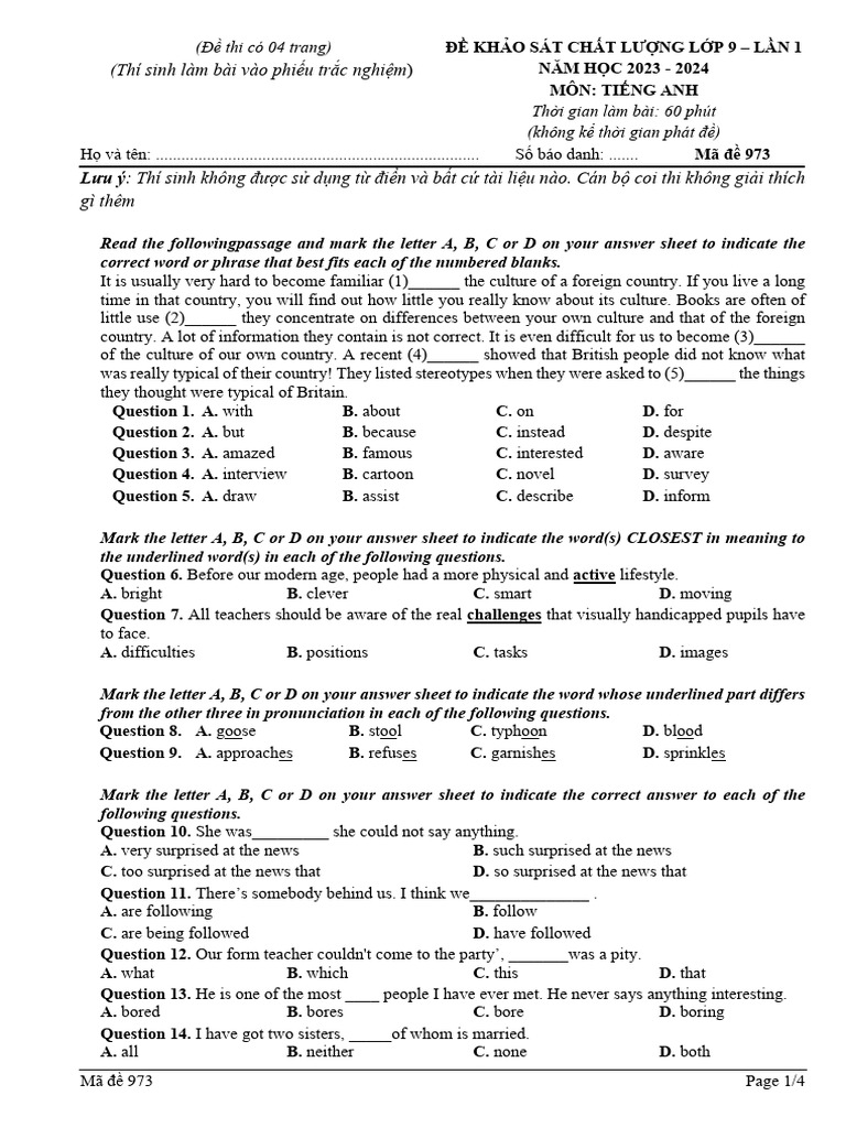 (1 Bản) 4.12 - G9 - Đề Thi hk1 | PDF | Charlie Chaplin