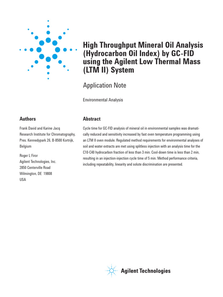 Application note | PDF | Hydrocarbons | Chemistry