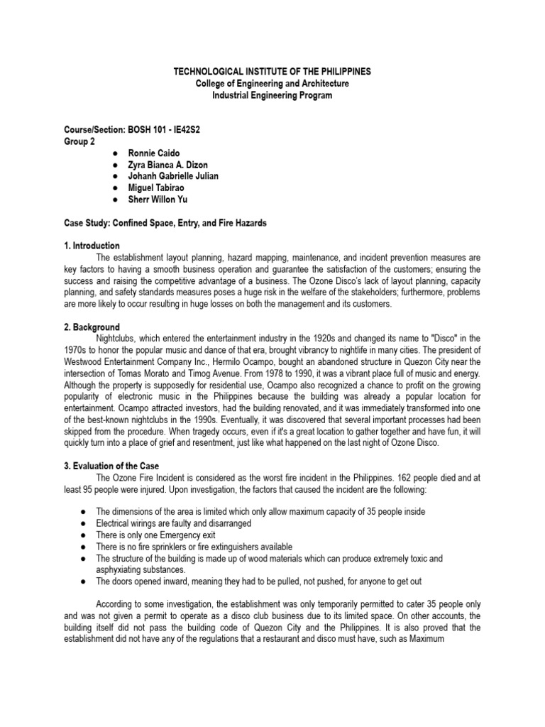 Confined Space, Entry, Fire Hazard (Paper) - BOSH | PDF | Safety ...