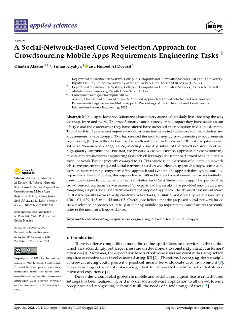 Applsci 14 11230 | PDF | Crowdsourcing | Cluster Analysis