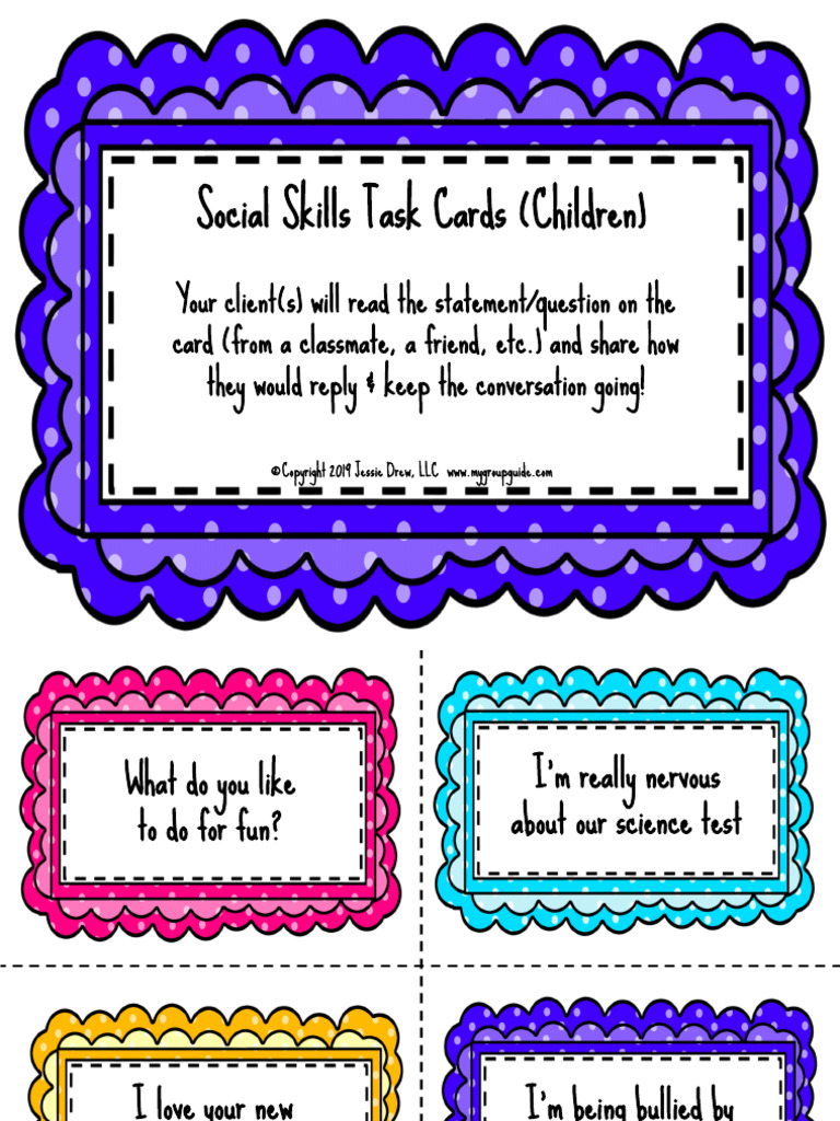 Task Cards Social Skills | PDF