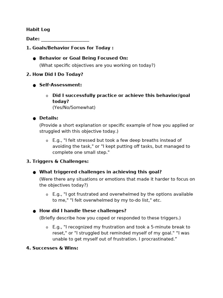 Habit Log | PDF