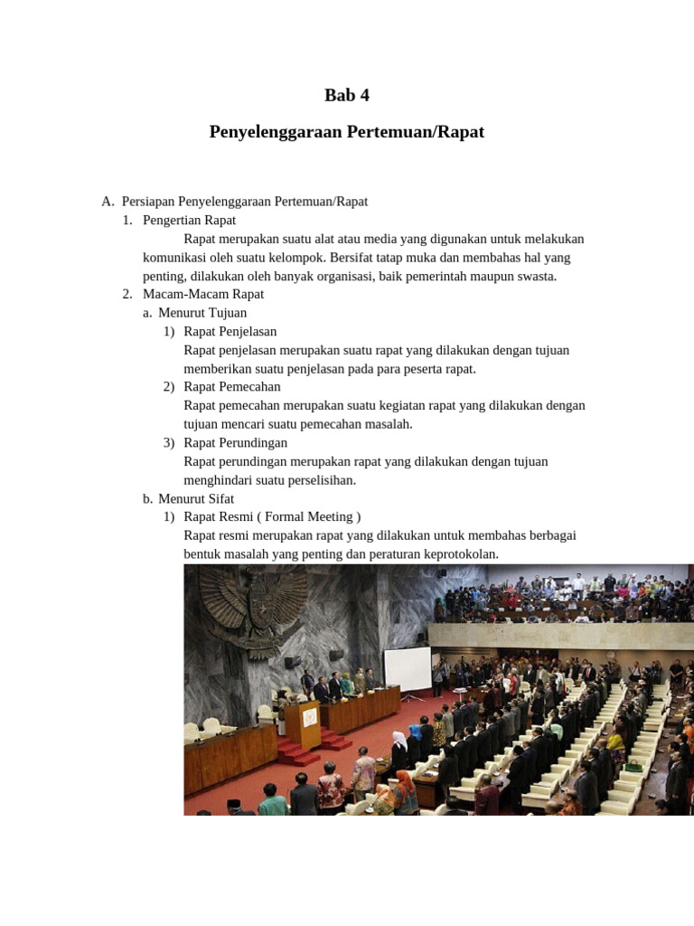 Modul Bab 4 Penyelenggaraan Pertemuan | PDF