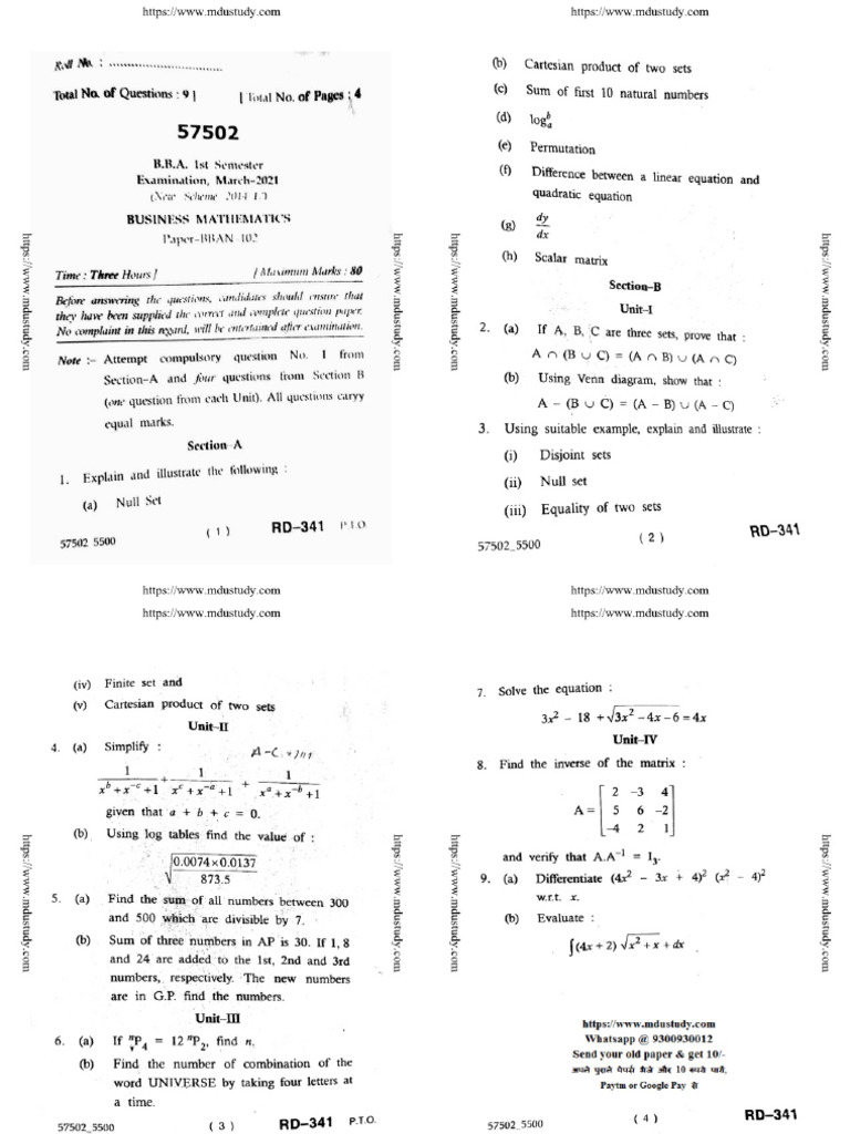 bba-1-sem-business-mathematics-57502-mar-2021 | PDF
