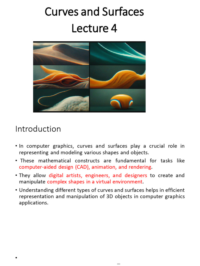 Lecture 4-Curves and Surfaces | PDF | Equations | Curve