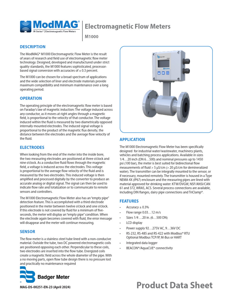 MAG-DS-00251-EN_M1000 | PDF | Gallon | Flow Measurement