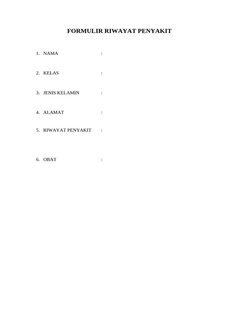 Formulir Riwayat Penyakit | PDF