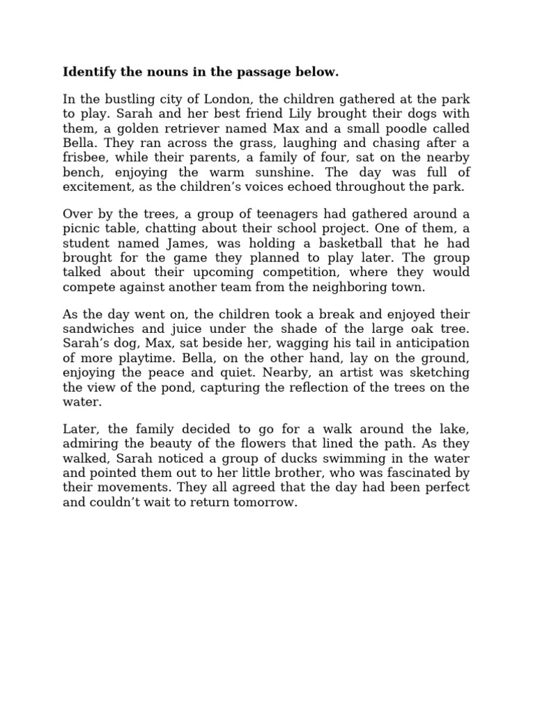 Identify The Nouns in The Passage Below | PDF