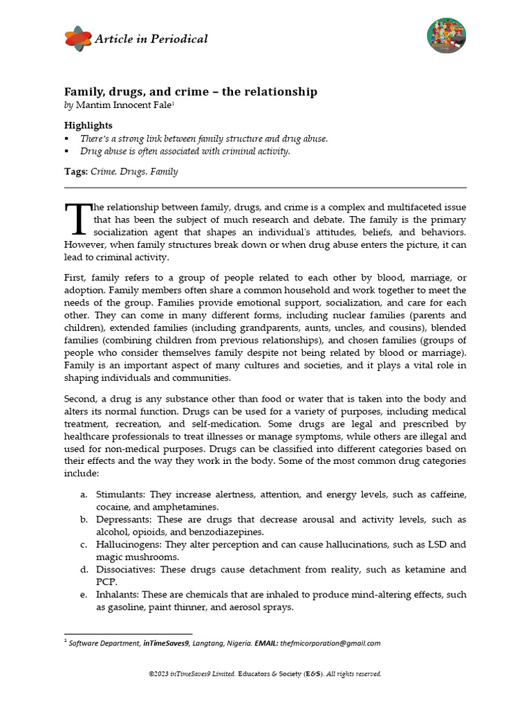 Family, drugs, and crime - the relationship | PDF | Family | Crimes