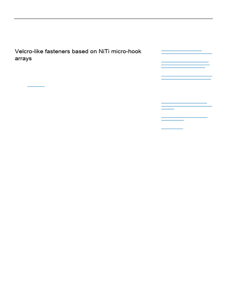Velcro-like fasteners based on NiTi micro-hook arrays | PDF ...