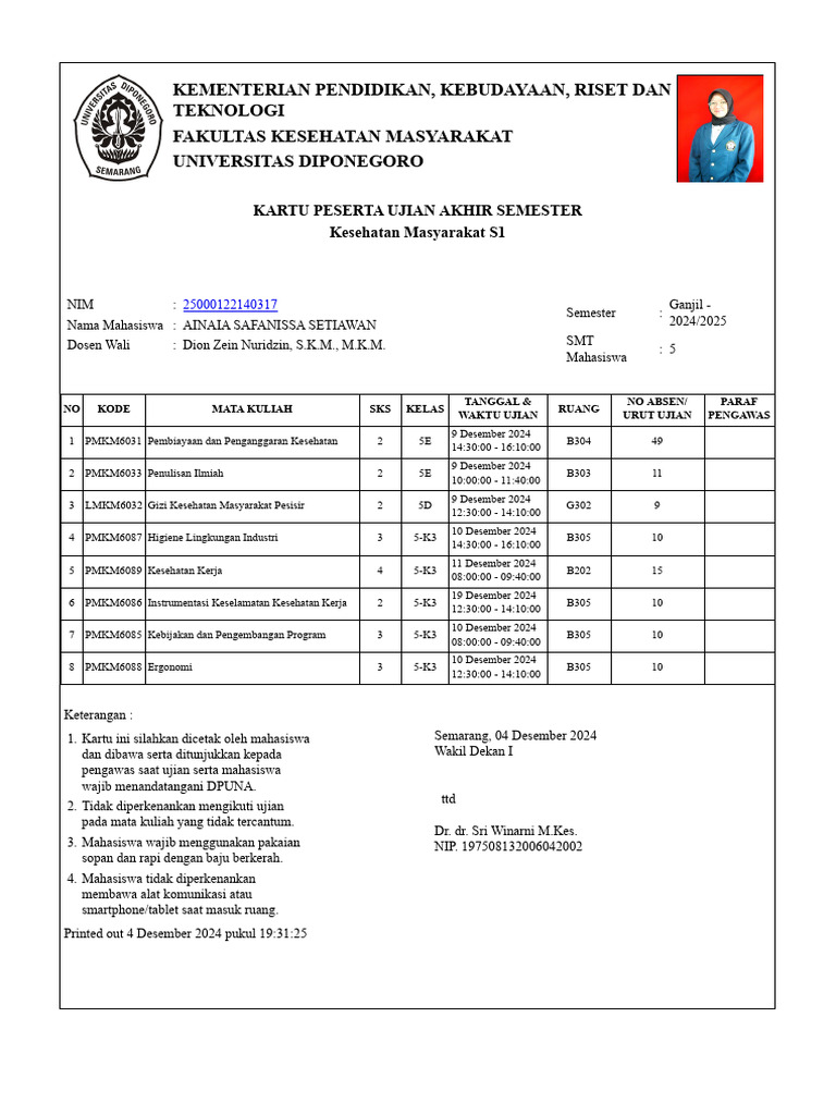 Print Kartu UAS | PDF