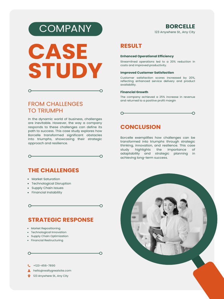 Orange and Green Modern Company Case Study A4 | PDF